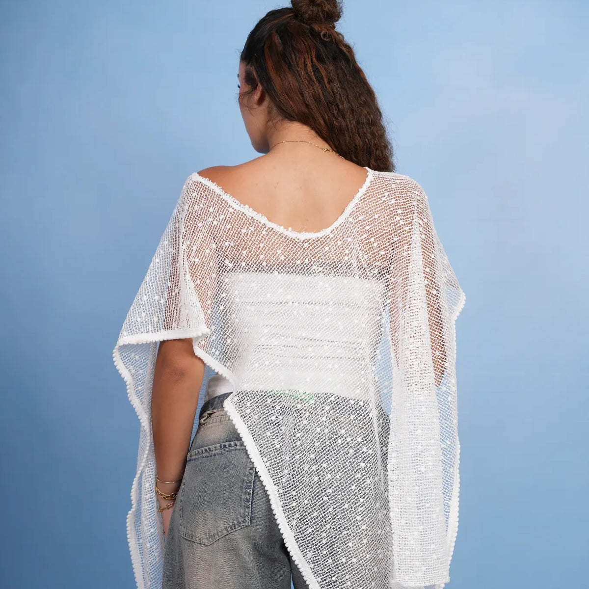 White Sheer Poncho Top – JEN EG